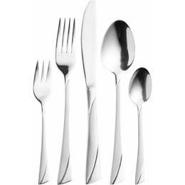 Besteck-Set Mulex "Alabama", silber (silberfarben), 60 Stk., Edelstahl 18/0, Essbesteck-Sets, k&uuml;hles Design, diagonal, leicht geschwungene Linien