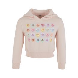 Kapuzenpullover MisterTee "MisterTee Damen Kids Sweet Heart Candy Cropped Hoody", M&auml;dchen, Gr. 110/116, pink, 65% Baumwolle, 35% Polyester, unifarben, Pullover Kapuzenpullover