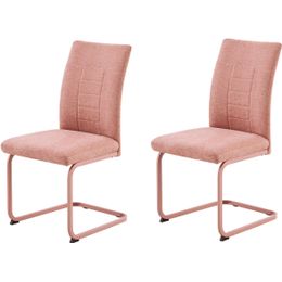 Freischwinger Hela "AUGUSTA", apricot, grau, apricot, B:48cm H:98cm T:61,5cm, Metall, Polyester, Stoff, St&uuml;hle, Freischwinger, Schwinger, XL-Sitzbreite, Wellenfederung, 140kg belastbar