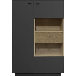 M&auml;usbacher Highboard M&Auml;USBACHER, schwarz (anthrazit matt lack nb, eiche massiv geschruppt), B:103cm H:151cm T:45cm, Holzwerkstoff, Sideboards, Highboard, B/H/T: 103x151x45, inkl. Beleuchtung