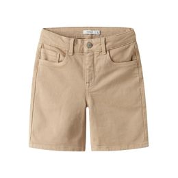 Shorts name it "NKMRYAN STRAIGHT TWI SHORTS 1081-BK NOOS", M&auml;dchen, Gr. 98, N-Gr, irish cream, Web, Obermaterial: 97% Baumwolle, 3% Elasthan, unifarben, washed, straight fit kurz, Hosen Shorts, Baumwollmischung, Twill