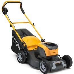 Akkurasenm&auml;her STIGA GARDEN "Collector 48 AE", gelb, B:67cm H:123cm T:137cm, Rasenm&auml;her, inkl. 4 Ah Akku und Schnell-Ladeger&auml;t