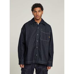 G-Star Raw Langarmshirt G-STAR "Boxy Fit Hemd", Herren, Gr. L, blau (raw denim), Obermaterial: 100% Baumwolle, Shirts Langarmshirt