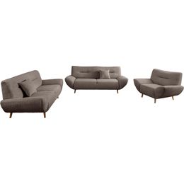 Polstergarnitur Home Affaire "DRAGO", taupe, taupe, gepolstert,Set 3-2-1,taupe, Sitzm&ouml;bel-Sets