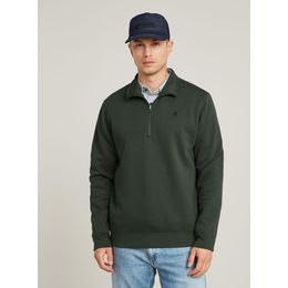 G-Star Raw Longpullover G-STAR "Premium Core Half Zip Sweater", Herren, Gr. L, gr&uuml;n (graphite), Obermaterial: 55% Baumwolle, 45% Polyester, Pullover Longpullover