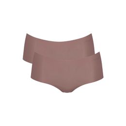 Panty Sloggi "Panty Zero Microfiber Shorts 2.0 2er Pack", Damen, Gr. L, braun (cacao), Obermaterial: 76% Polyamid PA. 24% Elasthan EL., Unterhosen Panty