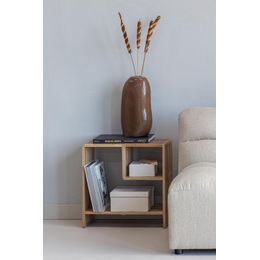 Beistelltisch Woood "Jasmijn aus recyceltem Teakholz mit zus&auml;tzlichem Fach 55x30x55 cm", natur, B:55cm H:55cm T:30cm, Tische, Beistelltisch, Organische Formgebung, zus&auml;tzliches Fach, vormontiert geliefert