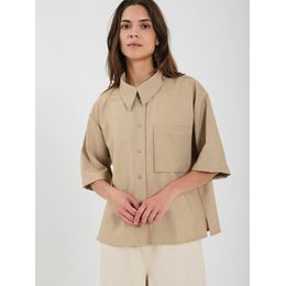 Blusentop NORR "NORR Shirt Silla", Damen, Gr. 34, warm beige, Obermaterial: 90% Polyester, 6% Viskose, 4% Elasthan, Blusen Blusentop