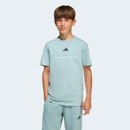 T-Shirt adidas Sportswear "ADIDAS SLOGAN SINGLE JERSEY", Jungen, Gr. 176, gr&uuml;n (tactile gr&uuml;n), Obermaterial: 100% Baumwolle, Rundhals, Shirts T-Shirt, sportlicher Stil, kurze &Auml;rmel, elastisches Material, mit Slogan