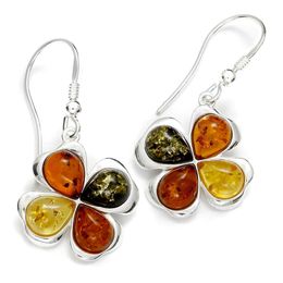 Paar Ohrh&auml;nger OSTSEE-SCHMUCK "OSTSEE-SCHMUCK Ohrh&auml;nger Kleeblatt Ohrh&auml;nger Kleeblatt", wei&szlig;, Ohrringe, Damen, 39x19mm, Silber 925 (Sterlingsilber)