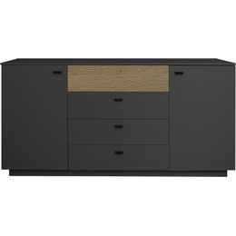 M&auml;usbacher Sideboard M&Auml;USBACHER, schwarz (anthrazit matt lack nb, eiche massiv geschruppt), B:192cm H:92cm T:45cm, Holzwerkstoff, Sideboards, Sideboard, B/H/G: 192x92x45, inkl. Beleuchtung