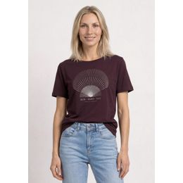 T-Shirt Street One, Damen, Gr. 34, rustic rouge, Web, 50% Baumwolle, 50% Modal, bedruckt, comfort fit normal, Rundhals, normaler Saum, Shirts T-Shirt, mit Rundhalsausschnitt