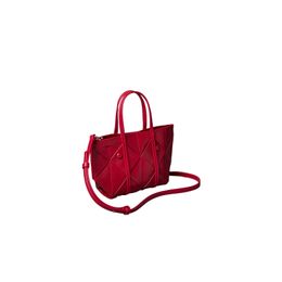 Tragetasche Calvin Klein "WOVEN MINI TOTE CROSSBODY", Damen, Gr. B/H/T: 25cm x 15cm x 7cm, rot, Lederimitat, unifarben, Taschen, kleine Damen Handtasche, Umh&auml;ngetasche, Schultertasche