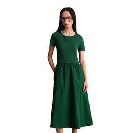 Marc O'Polo Jerseykleid MARC O'POLO DENIM "mit Baumwoll-Popelinerock", Damen, Gr. L, Normalgr&ouml;&szlig;en, rich emerald, Obermaterial: 96% Baumwolle, 4% Elasthan, unifarben, slim fit wadenlang, Kleider Jerseykleid