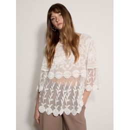 Klassische Bluse Apricot "Bluse", Damen, Gr. S (36), wei&szlig;, gewebt, Obermaterial: 50% Baumwolle CO. 46% Lyocell CLY. 4% Viskose CV., Bogenkante, Blusen Bluse, mit Stickerei
