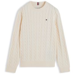Strickpullover Tommy Hilfiger, Jungen, Gr. 3 (98), ivory petal, Strick, Obermaterial: 100% Baumwolle, regular fit normal, Rundhals, eingesetzt B&uuml;ndchen, Pullover Strickpullover, Regular fit, f&uuml;r Kinder bis 16 Jahre