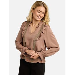 Blusentop LIBERT&Eacute; ESSENTIEL "Libert&eacute; Essentiel Shirt LAURA", Damen, Gr. L, nougat braun, Obermaterial: 70% Baumwolle, 30% Lyocell, Blusen Blusentop