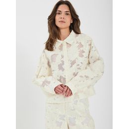 Blusentop NORR "NORR Shirt Burna", Damen, Gr. 36, ivory, Obermaterial: 96% Polyester, 4% Polyamid, Blusen Blusentop