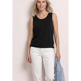 Shirttop Street One, Damen, Gr. 36, schwarz, Jersey, Obermaterial: 95% Viskose, 5% Elasthan, unifarben, normal h&uuml;ftbedeckend, V-Ausschnitt, Tops Shirttop, Sommertop mit Elastiksaum