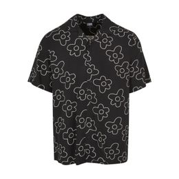 Kurzarmhemd Urban Classics "Urban Classics Herren Viscose AOP Resort Shirt", Herren, Gr. S, US-Gr&ouml;&szlig;en, schwarz-wei&szlig; (schwarzflower), 100% Viskose, normal, Hemden