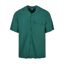Langarmhemd Urban Classics "Urban Classics Herren Viscose Camp Shirt", Herren, Gr. L, US-Gr&ouml;&szlig;en, gr&uuml;n, 100% Viskose, unifarben, Hemden