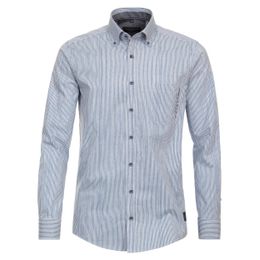 Langarmhemd Casamoda "Casamoda Freizeithemd gestreift", Herren, Gr. L, Normalgr&ouml;&szlig;en, blau (mittelblau), 100% Baumwolle, gestreift, l&auml;ssig geschnitten, Hemden