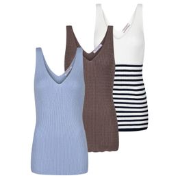 Blusentop FELIX HARDY "Tr&auml;gertop Pack", Damen, Gr. M, babyblau, braun, ecru, 50% Baumwolle, 50% Polyacryl, Blusen Blusentop