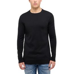 Langarmshirt Mustang "Arlington-RH", Herren, Gr. L, jet schwarz, Jersey, Obermaterial: 100% Baumwolle, unifarben, slim fit normal, Rundhals, Shirts Langarmshirt, Slim fit