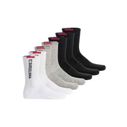 Kurzsocken FC Barcelona "Socken FCB Kids Crew Socks 7-Pack 7er Pack", M&auml;dchen, Gr. 23-26, bunt (schwarz, grau, wei&szlig;), Obermaterial: 80% Baumwolle CO. 18% Polyamid PA. 2% Elasthan EL., Socken
