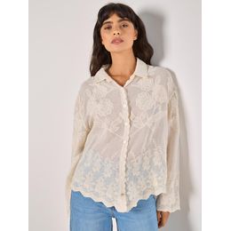 Klassische Bluse Apricot "Bluse", Damen, Gr. S/M (36/38), grau (stein), Obermaterial: 100% Baumwolle CO., unifarben, Blusen Bluse, mit gewelltem Saum