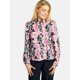 Blusentop LIBERT&Eacute; ESSENTIEL "Libert&eacute; Essentiel Shirt FLORA", Damen, Gr. L, navy rose flowers, Obermaterial: 100% Baumwolle, Blusen Blusentop