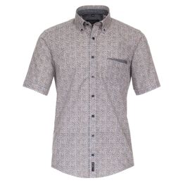 Kurzarmhemd Casamoda "Casamoda Freizeithemd Kurzarm Print", Herren, Gr. L, Normalgr&ouml;&szlig;en, blau (mittelblau), 100% Baumwolle, bedruckt, l&auml;ssig geschnitten, Hemden
