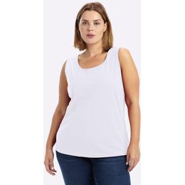 Shirttop sheego, Damen, Gr. 40, schwarz, wei&szlig;, 100% Baumwolle, unifarben, Rundhals, Tops Shirttop