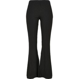 Stoffhose Urban Classics "Urban Classics Damen Ladies Flared Pin Stripe Pants", Damen, Gr. 5XL, US-Gr&ouml;&szlig;en, schwarz, wei&szlig;, 68% Polyester, 29% Viskose, 3% Elasthan, gestreift, skinny fit, Hosen Stoffhose