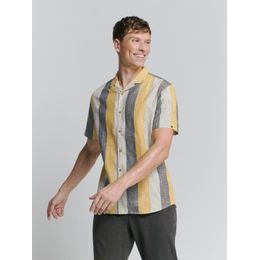 Langarmhemd NO EXCESS "NO EXCESS Gestreiftes Hemd", Herren, Gr. L, Normalgr&ouml;&szlig;en, gelb, 100% Baumwolle, regular fit, Hemden