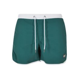 Badeshorts Urban Classics "Urban Classics Herren Retro Swimshorts", Herren, Gr. M, US-Gr&ouml;&szlig;en, gr&uuml;n (wei&szlig;, gr&uuml;n), 100% Polyamid, Badehosen Badeshorts