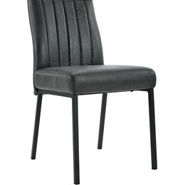 4-Fu&szlig;stuhl Hela "CATANIA", vintage anthrazit, schwarz, vintage anthrazit, B:44cm H:95cm T:63,5cm, Metall, Polyester, Stoff, St&uuml;hle, 4-Fu&szlig;, Federkorb, Vierkantrohrgestell, 140kg belastbar, Vintage Optik