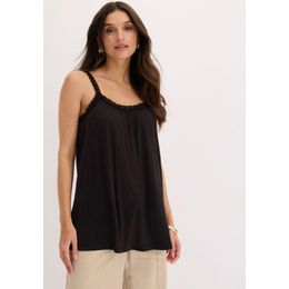 Shirttop bonprix, Damen, Gr. 32/34 (XS), schwarz, Jersey, Obermaterial: 100% Viskose. Spitze: 100% Baumwolle, unifarben, bequem Po-bedeckend, Rundhals, Tops Shirttop, bequeme Passform, &auml;rmellos, aus Viskose, mit Baumwollspitze