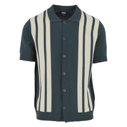Langarmhemd Urban Classics "Urban Classics Knit Retro Shirt", Herren, Gr. L, US-Gr&ouml;&szlig;en, bottlegr&uuml;n, sandwei&szlig;, 100% Baumwolle, normal, Hemden