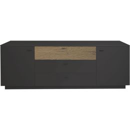M&auml;usbacher Lowboard M&Auml;USBACHER, anthrazit matt lack nb, eiche massiv geschruppt, B:207cm H:72cm T:45cm, Holzwerkstoff, Sideboards, Lowboard, B/H/T: 207x72x45, inkl. Beleuchtung