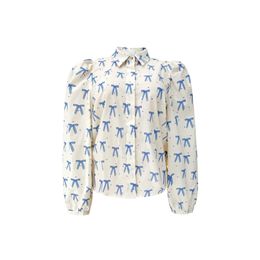 Blusentop LIBERT&Eacute; ESSENTIEL "Libert&eacute; Essentiel Shirt FLORA", Damen, Gr. L, creme blau bow hearts, Obermaterial: 100% Baumwolle, Blusen Blusentop