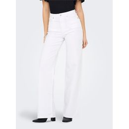 High-waist-Jeans Only "ONLMADISON BLUSH HW WIDE DNM CRO NOOS", Damen, Gr. L (40), L&auml;nge 30, wei&szlig;, Denim/Jeans, Obermaterial: 92% Baumwolle, 6% Elastomultiester, 2% Elasthan, unifarben, normal, Jeans High-Waist-Jeans