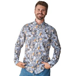 Langarmhemd Casamoda "Casamoda Freizeithemd Print", Herren, Gr. XL, Normalgr&ouml;&szlig;en, gelb, 100% Baumwolle, bedruckt, l&auml;ssig geschnitten, Hemden