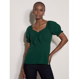 Klassische Bluse Apricot "Bluse", Damen, Gr. S (36), gr&uuml;n, gewebt, Obermaterial: 100% Viskose CV., uni, Puff&auml;rmel, Blusen Bluse, mit Schleife vorne