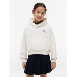 Kapuzensweatshirt Tommy Hilfiger, M&auml;dchen, Gr. 7 (122), ancient wei&szlig;, Sweatware, Obermaterial: 78% Baumwolle, 18% Polyester, 4% Elasthan, unifarben, regular fit normal, Rundhals, eingesetzt angesetztes B&uuml;ndchen, Sweatshirts, Kinder bis 16 Jahre