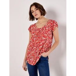 Druckbluse Apricot "Bluse", Damen, Gr. S (36), rot (navy), Obermaterial: 51% Viskose CV. 49% Viskose LENZING ECOVERO CV LenzEcov., gebl&uuml;mt, Blusen Druckbluse, mit Tulpen&auml;rmel