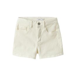 Shorts name it "NKFROSE MOM TWILL SHORTS 1081-BK NOOS", M&auml;dchen, Gr. 122, N-Gr, sugar swizzle, Twill, Obermaterial: 97% Baumwolle, 3% Elasthan, unifarben, kurz, Hosen Shorts, Baumwollmischung, Mom Fit