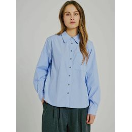 Blusentop NORR "NORR Shirt NO", Damen, Gr. 36, light blau stripe, Obermaterial: 55% Polyester, 45% Baumwolle, Blusen Blusentop