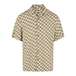 Kurzarmhemd Urban Classics "Urban Classics Herren Viscose AOP Resort Shirt", Herren, Gr. L, US-Gr&ouml;&szlig;en, beige (khakicheck), 100% Viskose, normal, Hemden