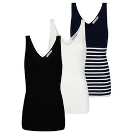 Blusentop FELIX HARDY "Tr&auml;gertop Pack", Damen, Gr. M, schwarz, ecru, navy, 50% Baumwolle, 50% Polyacryl, Blusen Blusentop